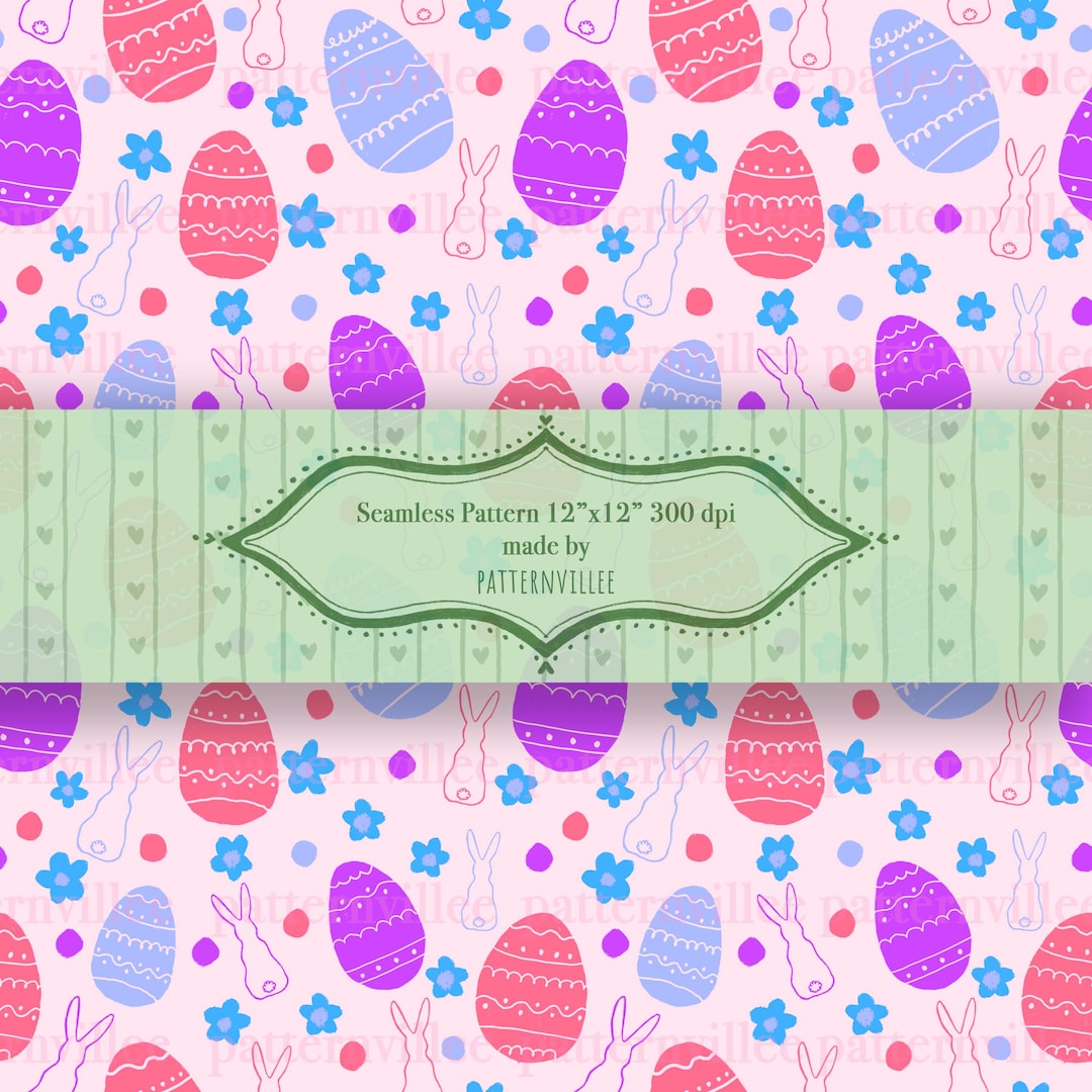 Easter Eggs Seamless Pattern, Wrapping Paper, Digital Paper, Commercial ...