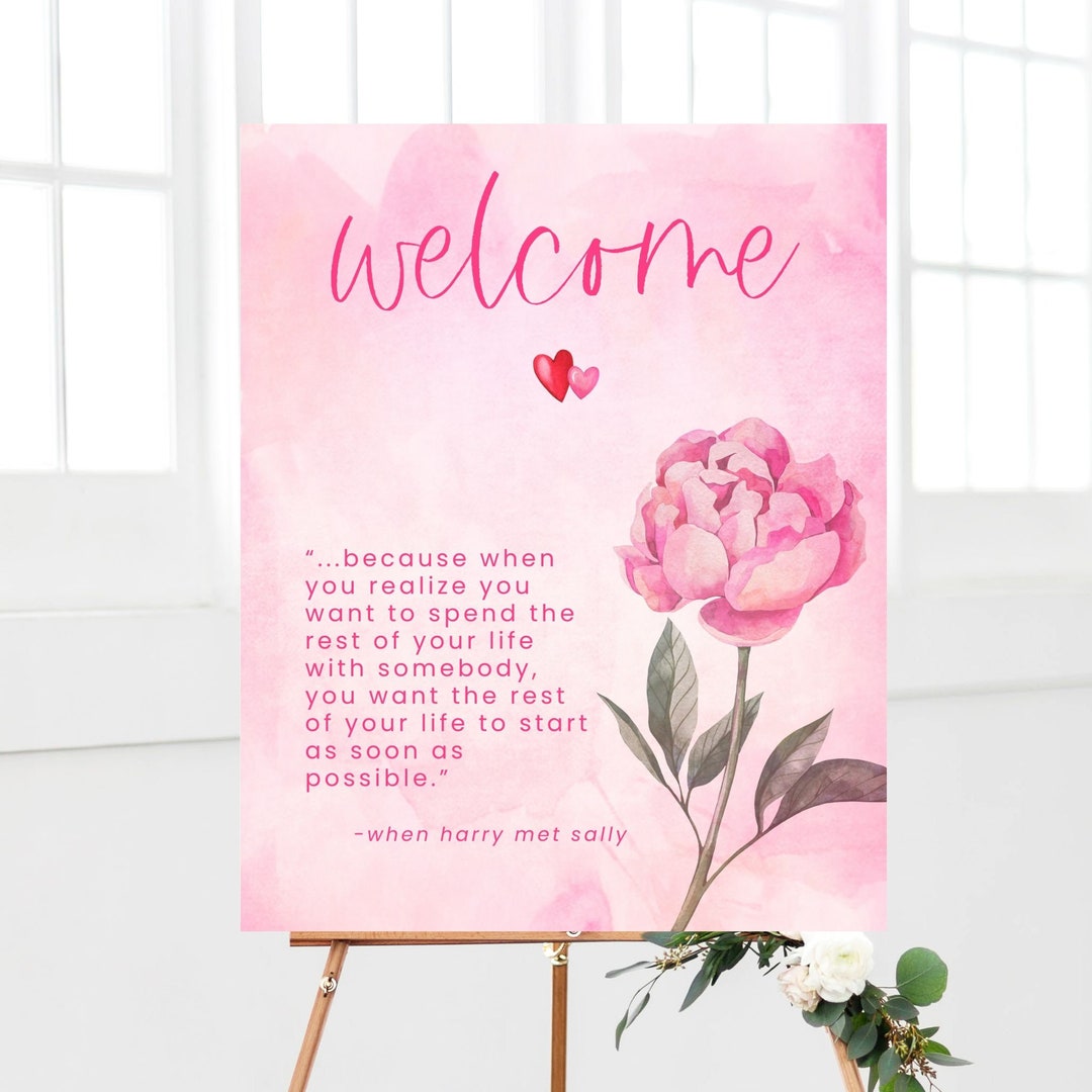 Valentine's Day Bridal Shower Welcome Sign Printable, Valentines Shower ...
