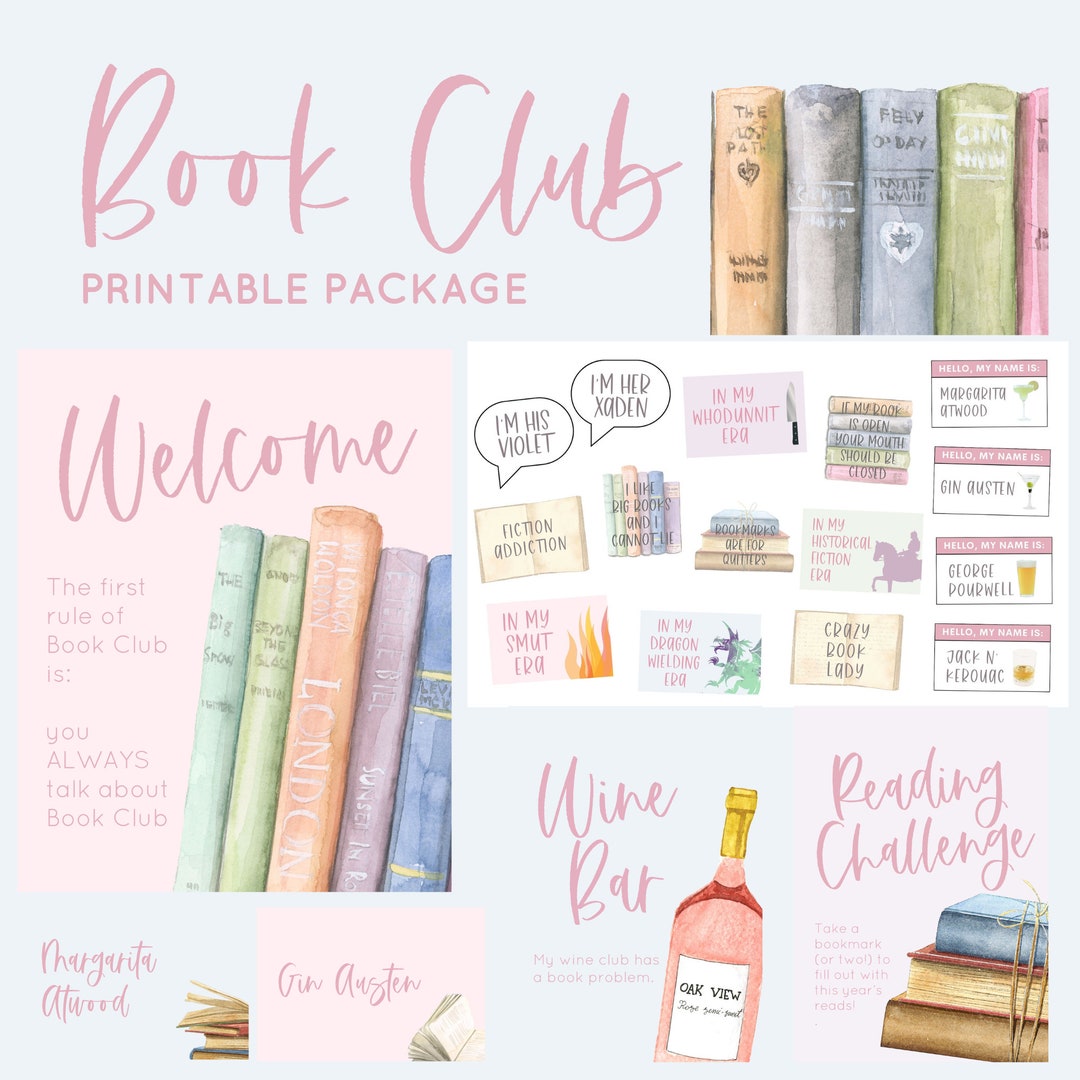 Book Club Party Printable Package, Book Club Printables, Book Themed ...