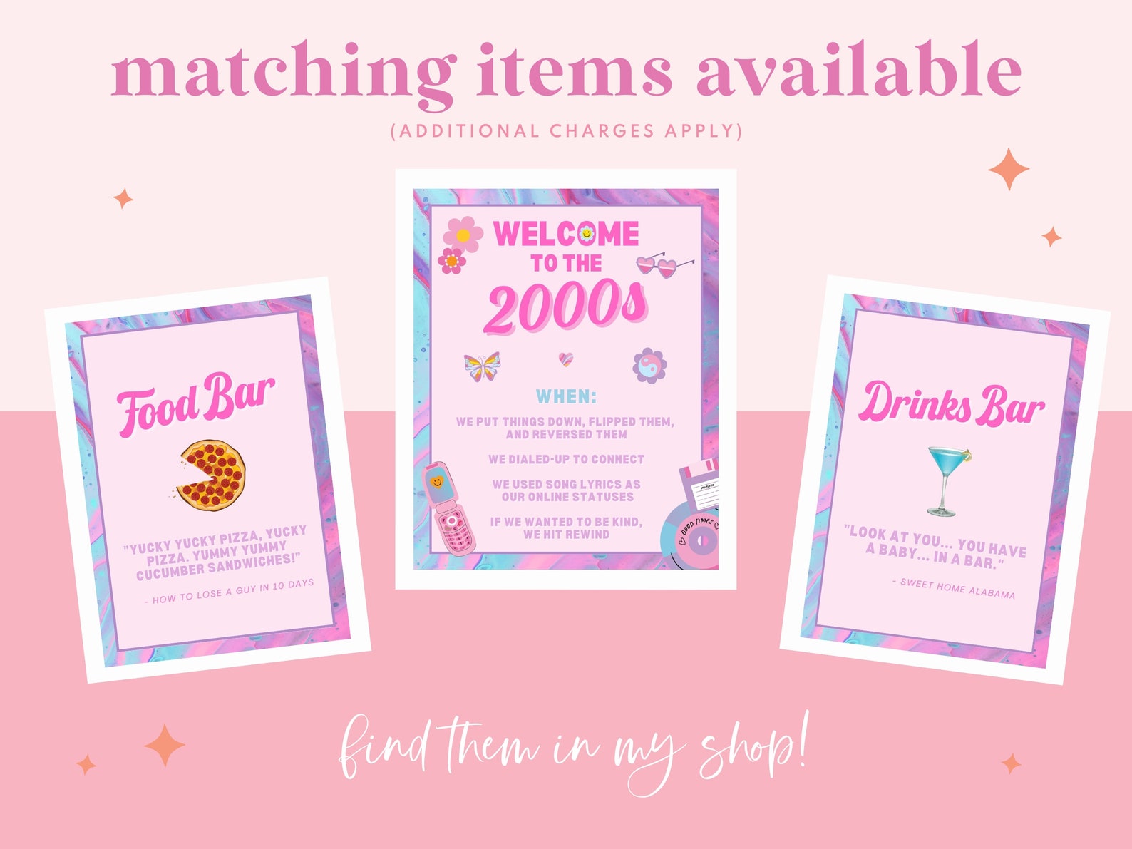 2000s Party Food Bar Sign - Digital Download | Y2K Party | 2000 Themed ...