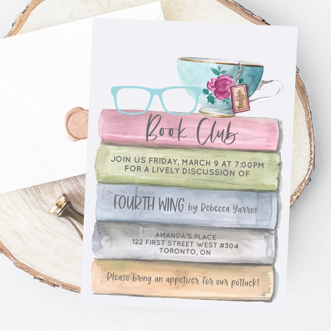 Book Club Invitation Printable, Book Club Invitation, Book Themed ...