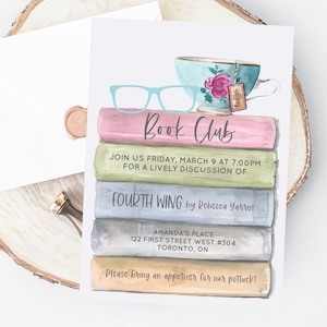 Book Club Invitation Printable, Book Club Invitation, Book Themed ...