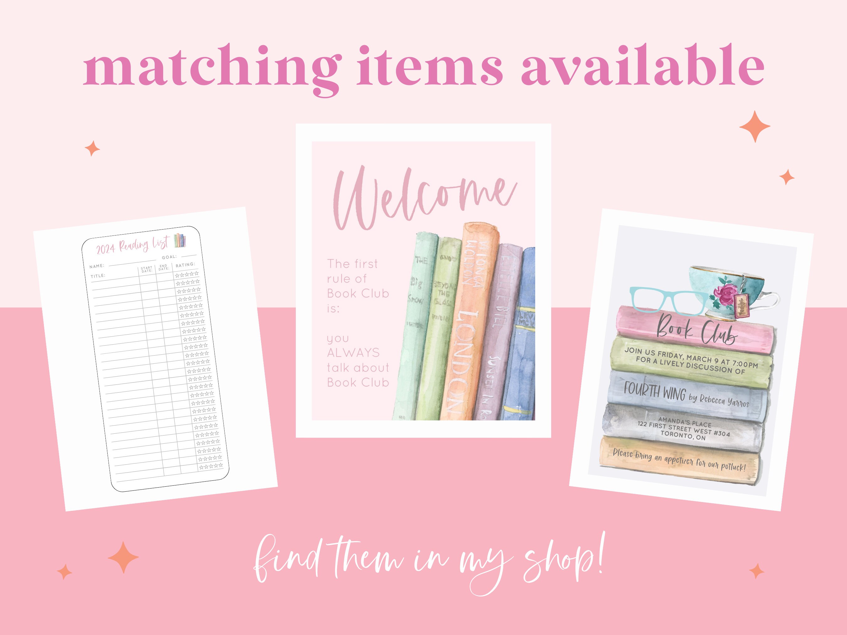 Book Club Welcome Sign Printable | Book Party | Book Club | Book ...