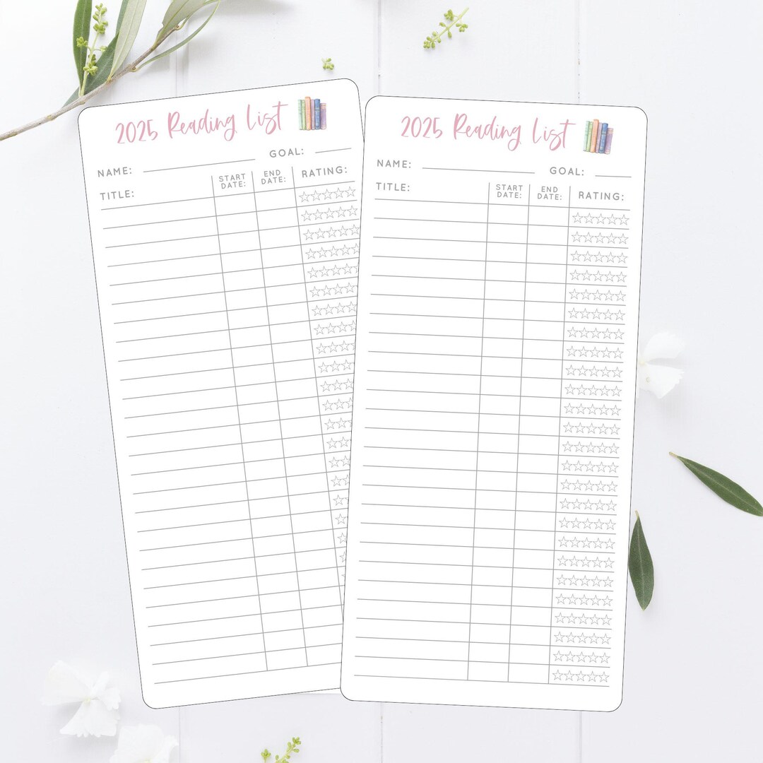2025 Book Club Reading List Tracker Bookmark Printable | Book Party ...
