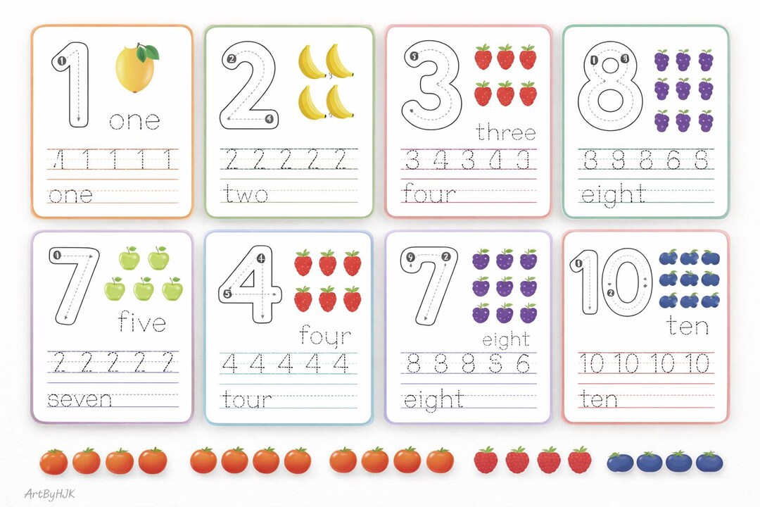 Numbers 1-10 Counting Worksheets Printable PDF | Kids Tracing Practice ...