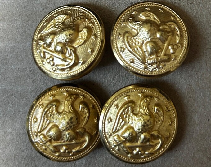 Vintage US Navy Eagle Anchor Brass Buttons Set of 4 - Gold Military ...