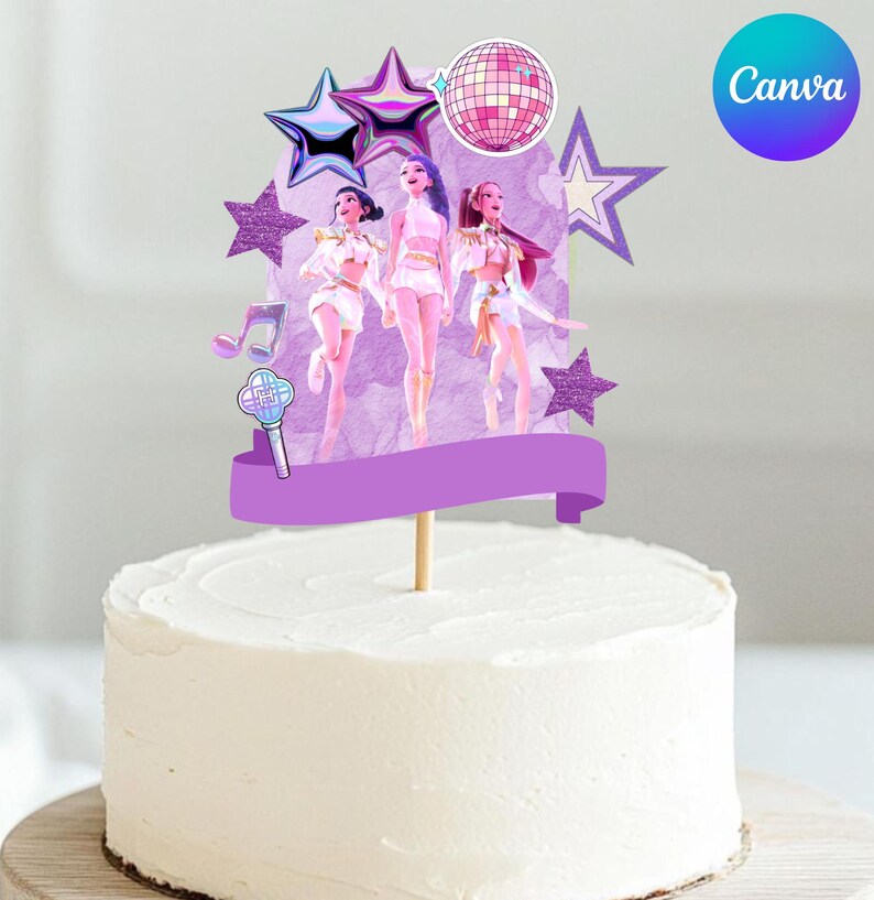 K-pop Demon Hunters Cake Topper Bundle | 9 Editable Huntrix PNG ...