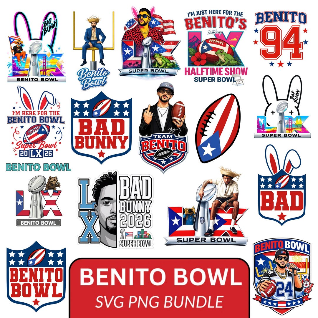 Paquete PNG de Benito Bowl/ PNG de Bad Bunny de fútbol/ Orejas de ...