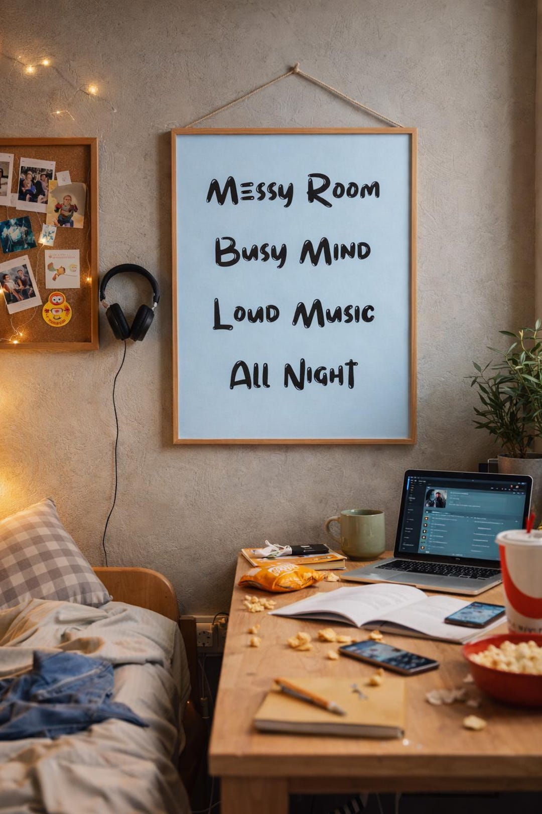 Messy Room Busy Mind Printable Wall Art | Funny College Quote Poster ...