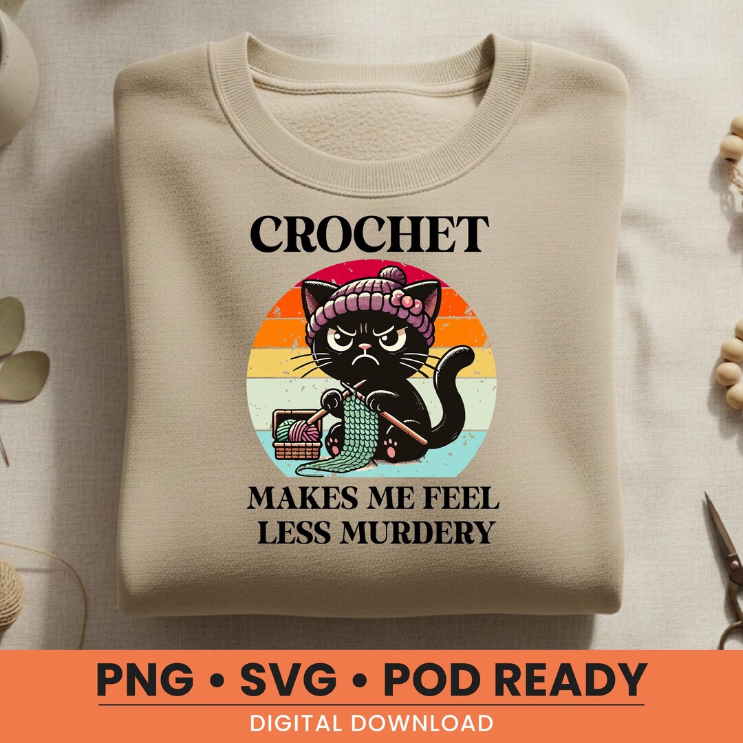 Grumpy Cat Knitting SVG PNG | Crochet Cat Retro Design | Funny Craft ...