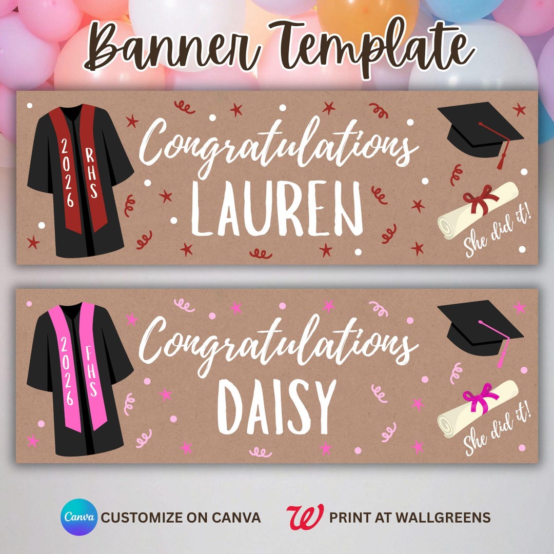 Walgreens Banner Template for Grad Party | High School College ...