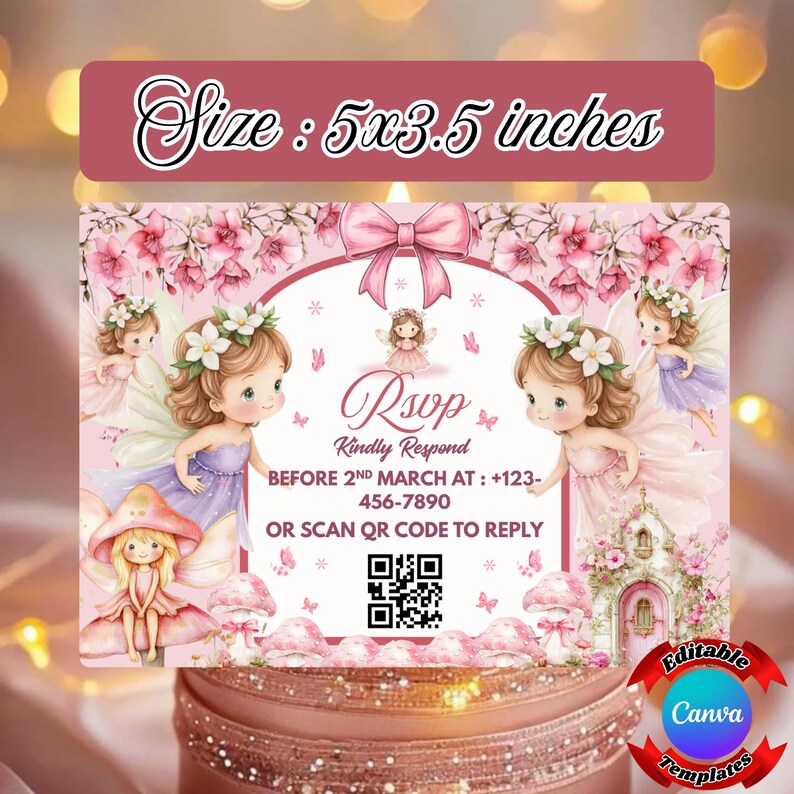 Fairy Birthday Invitation Template, Magical Canva Party Invite (ages 1 ...