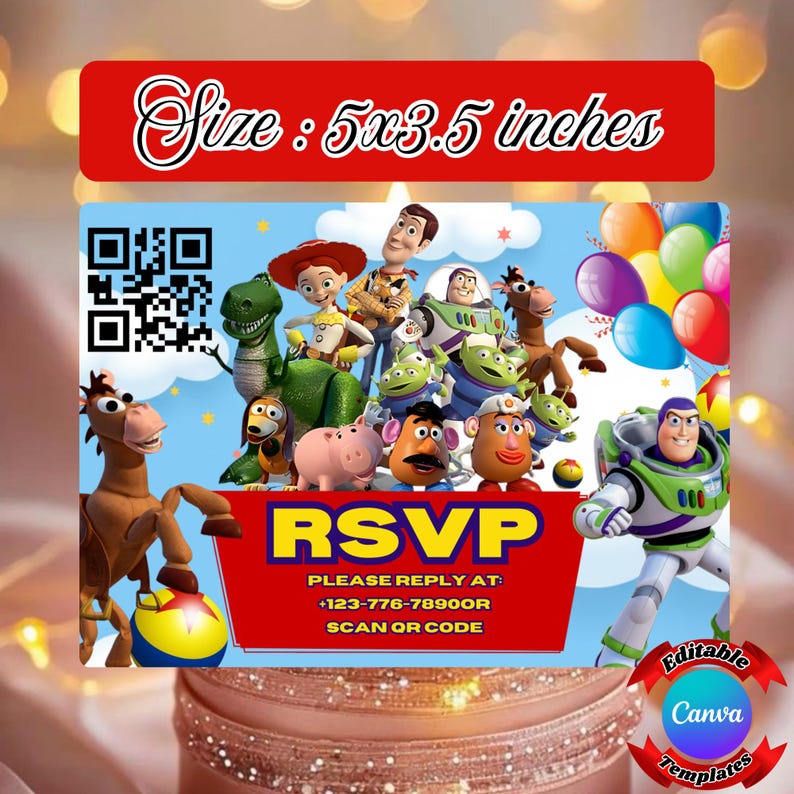 Toy Story Birthday Invitation, Editable Canva Template (digital ...