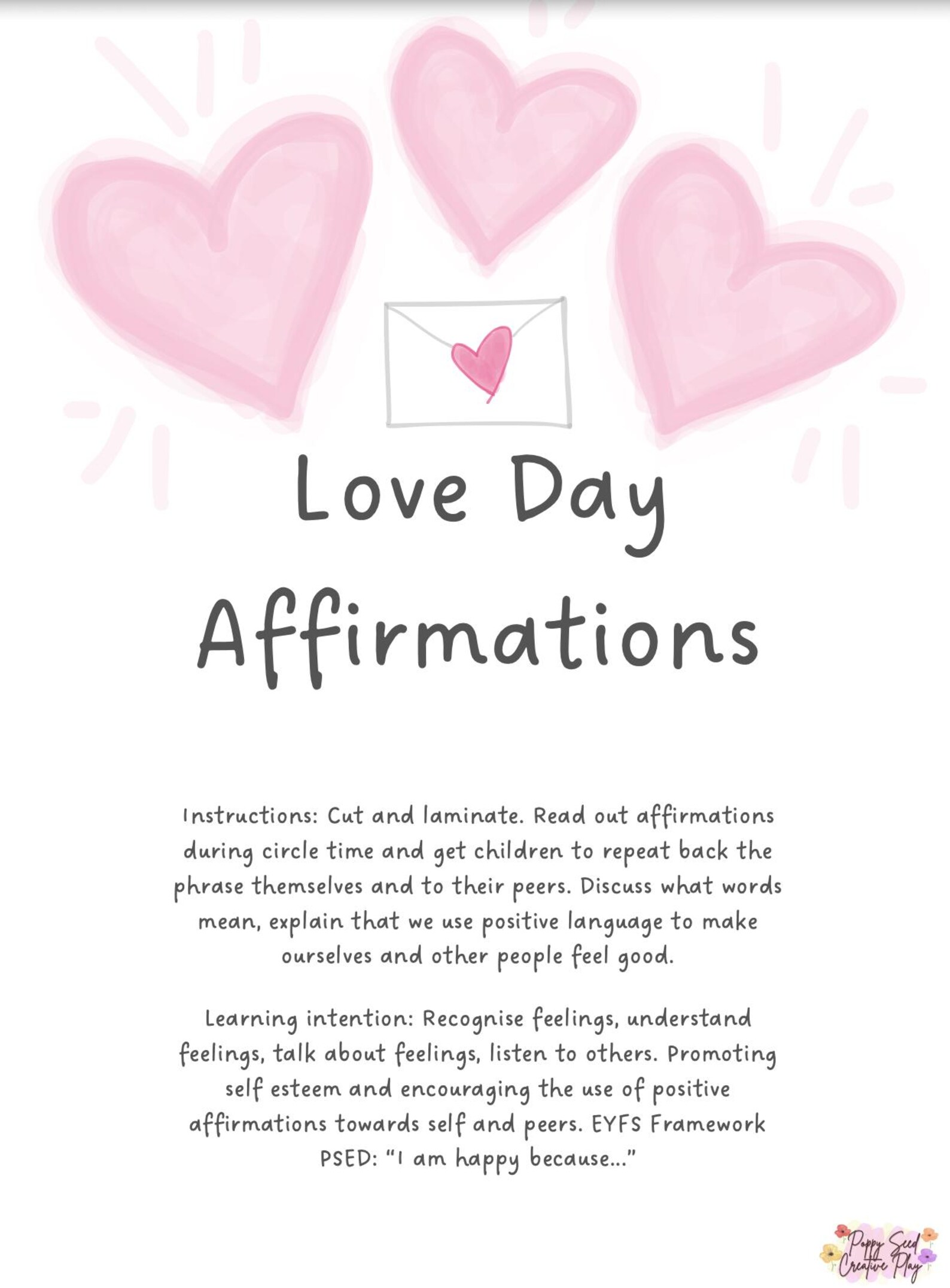 Valentines Circle Time Affirmations - PSED Early Years Resource ...