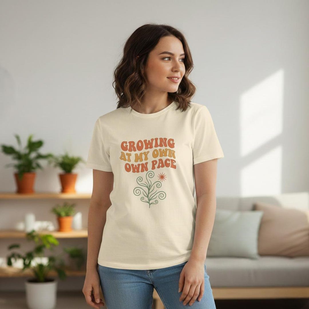 Growing at My Own Pace T-shirt | Floral Retro Typography - Etsy