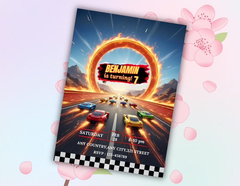 Heated Rivalry Hot Wheels Race Car Birthday Invitation,editable Canva ...