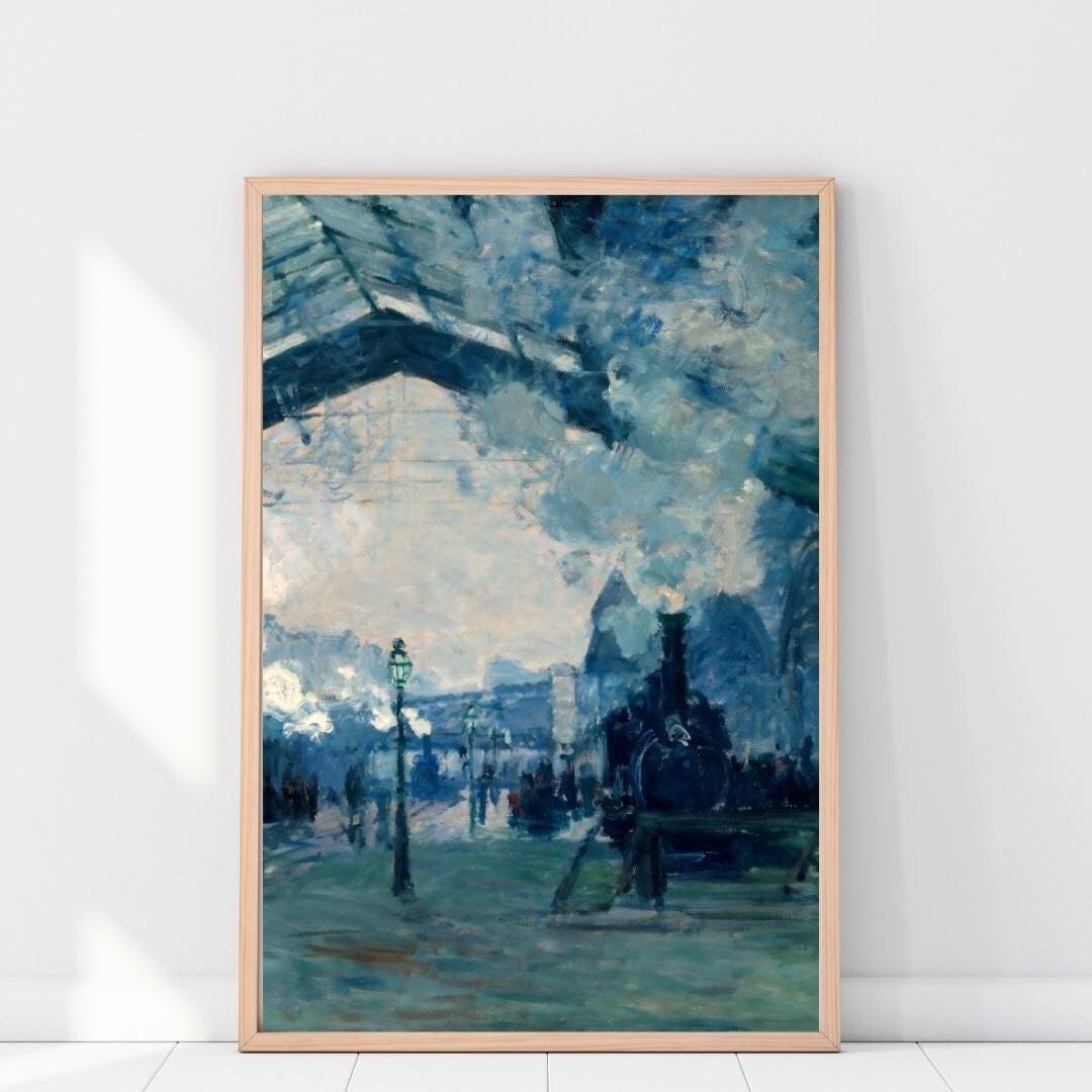 Monet Gare Saint Lazare Print, Vintage Steam Train Art (digital ...