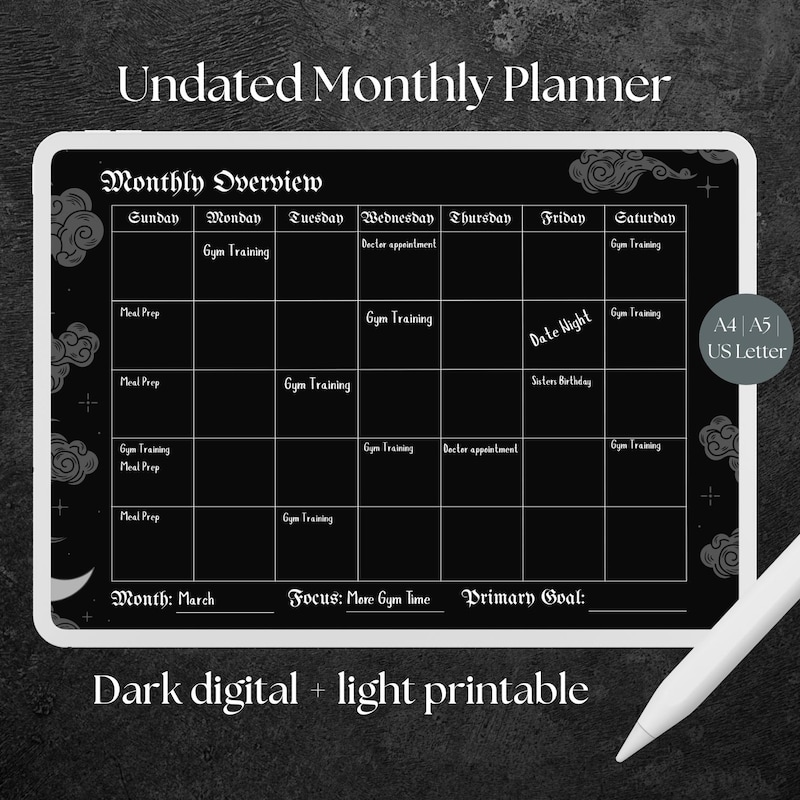 Goth Monthly Planners - Etsy