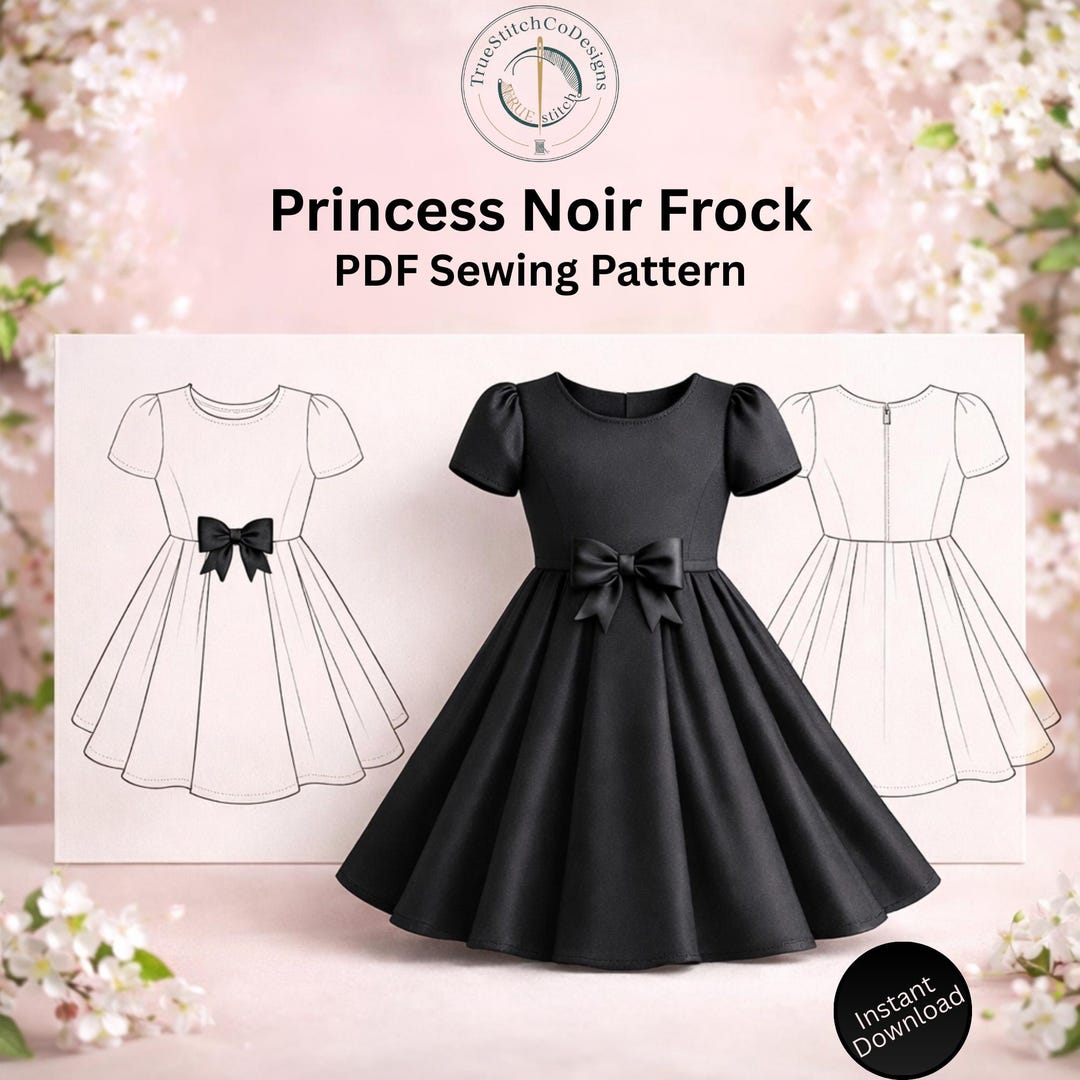 Princess Noir Frock Sewing Pattern PDF | Girls Dress Pattern | Puff ...