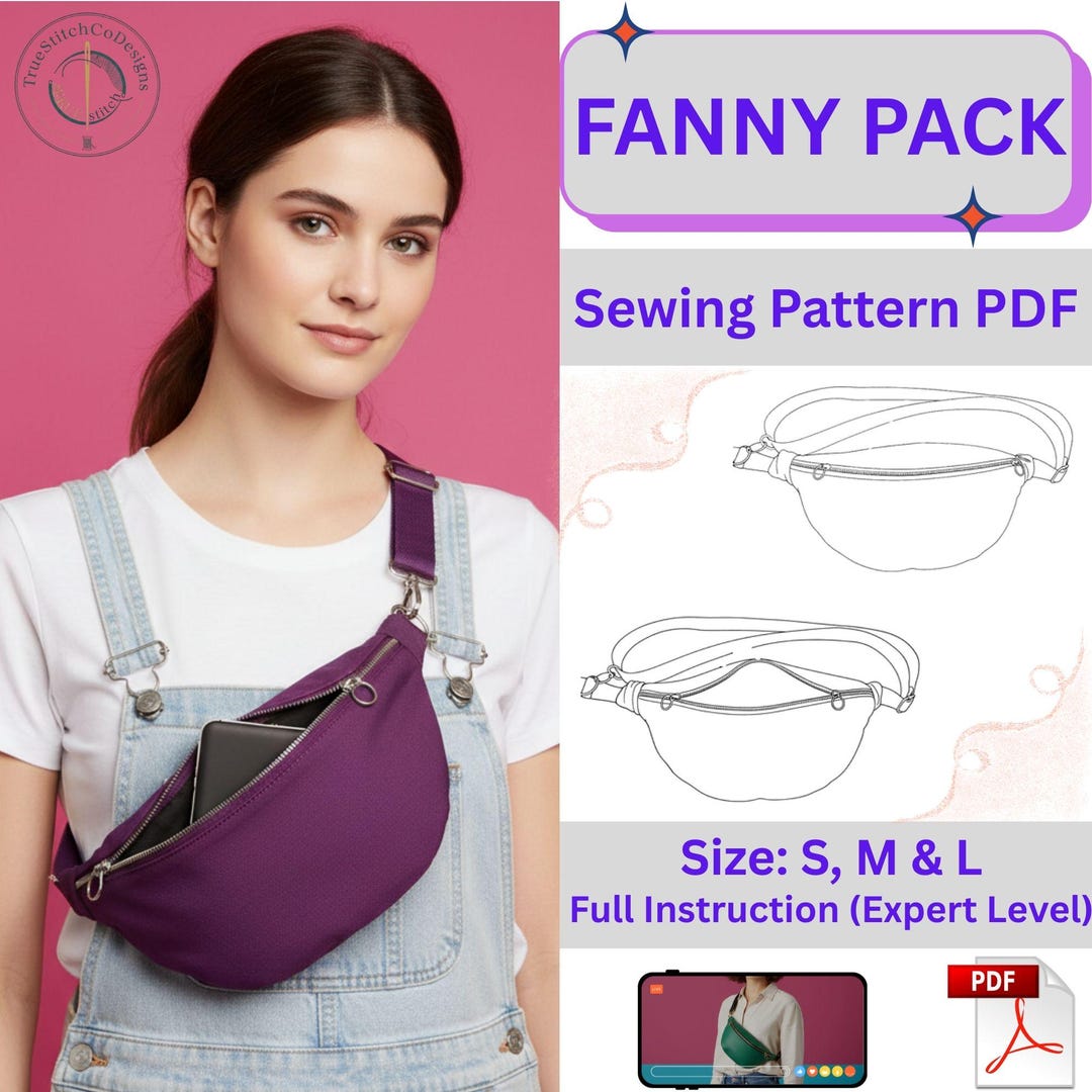 Fanny Pack Sewing Pattern PDF | Crossbody Belt Bag Pattern | Waist Bag ...