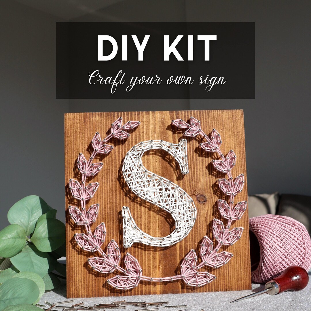 Letter String Art Kit, Personalized Initial DIY Kit, Custom Wooden Home ...