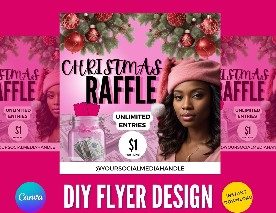 Christmas Raffle Flyer, DIY Flyer Design Template, Giveaway Flyer ...
