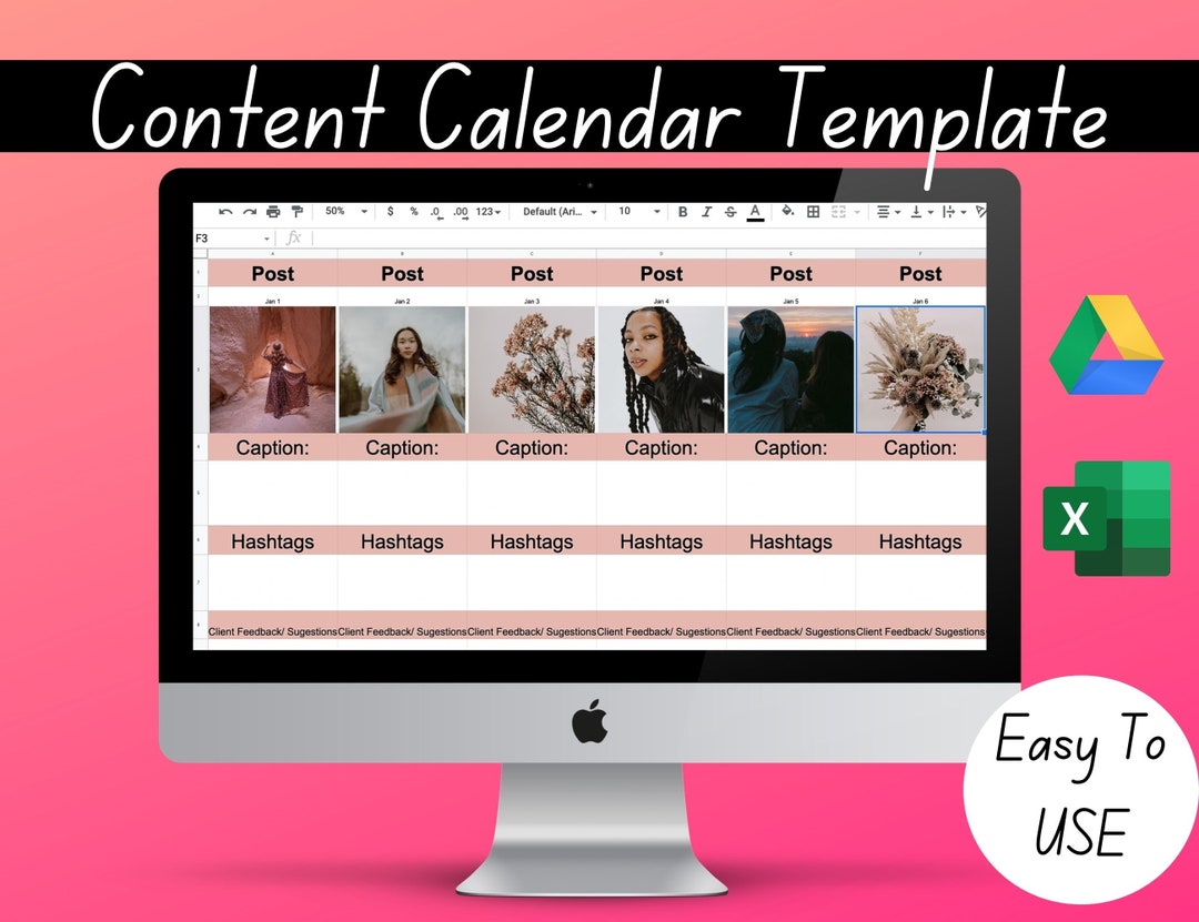 Instagram Content Calendar Google Sheets Template - Social Media ...