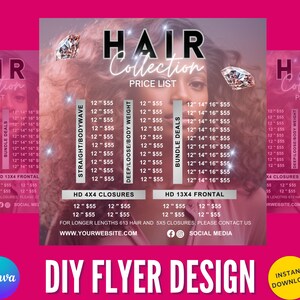 Hair Price List Flyer Templates | DIY Beauty Salon Braids Wig Stylist ...