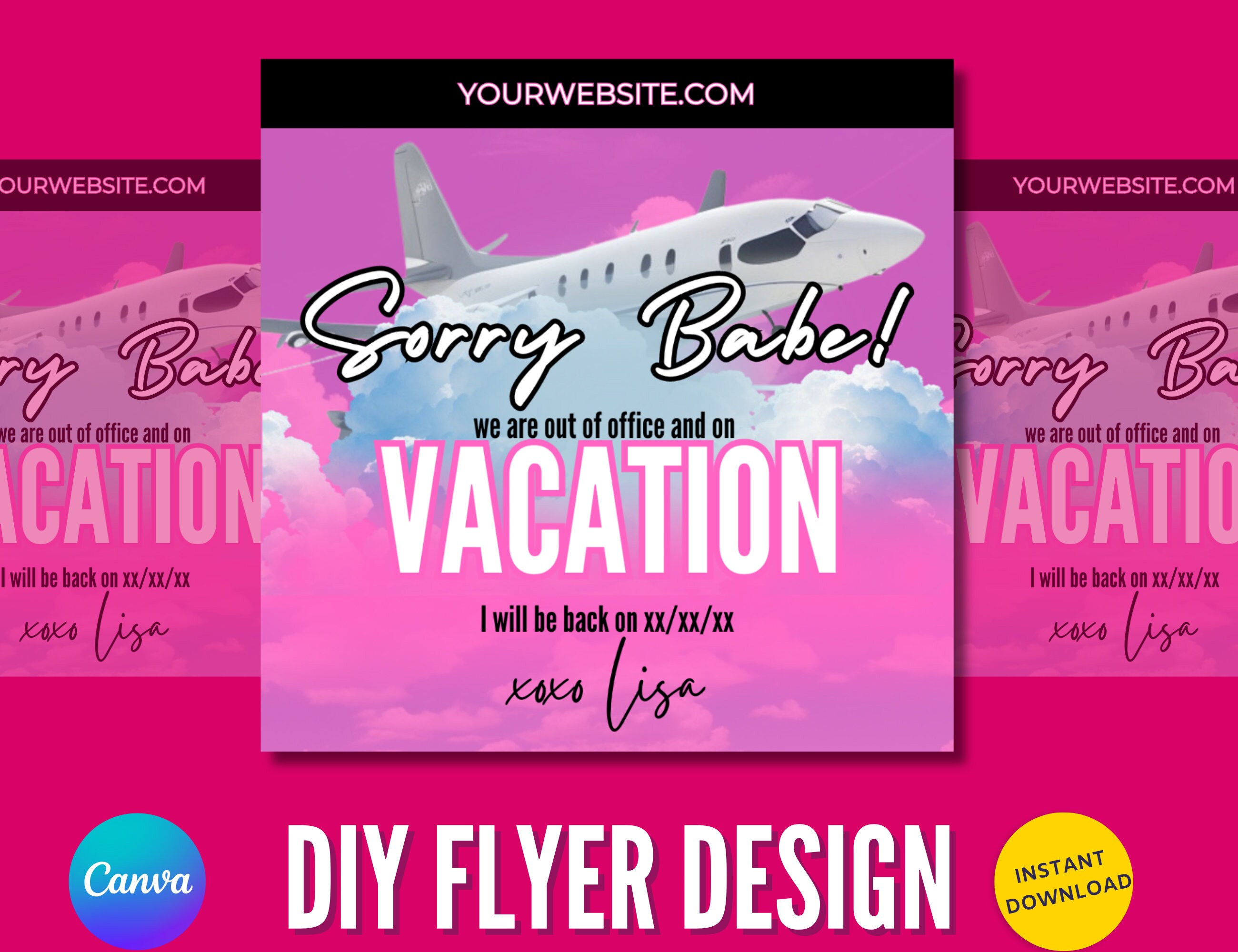 Out of Office Vacation Flyer Template: Business Social Media (digital ...