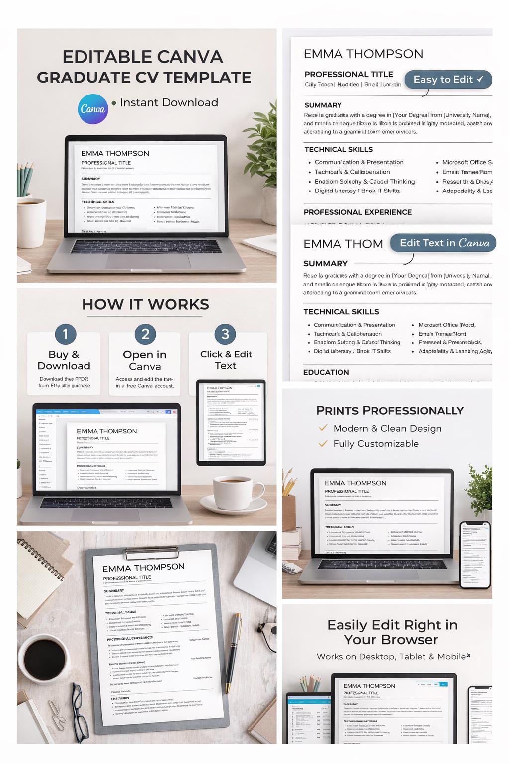 Student Resume Template | UK CV for Graduates | ATS Friendly | Editable ...
