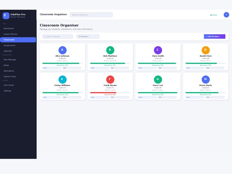 Digital Teacher Planner Web App 2026 | Lesson Planner, Attendance ...