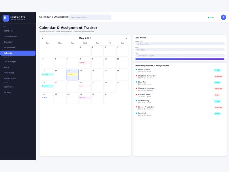 Digital Teacher Planner Web App 2026 | Lesson Planner, Attendance ...