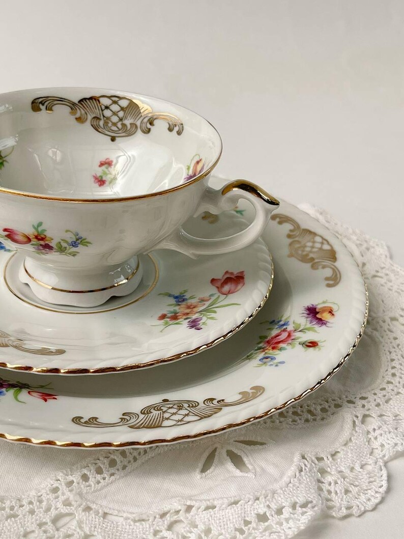 Tea Trio Cup Saucer and Plate Antique Porcelain Bavaria Germany - Etsy