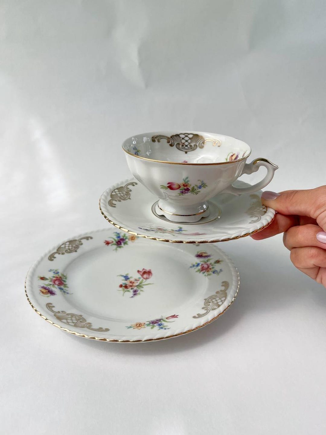 Tea Trio Cup Saucer and Plate Antique Porcelain Bavaria Germany - Etsy