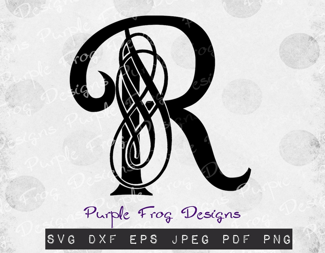 R monogram svg filigree monogram scroll monogram script | Etsy