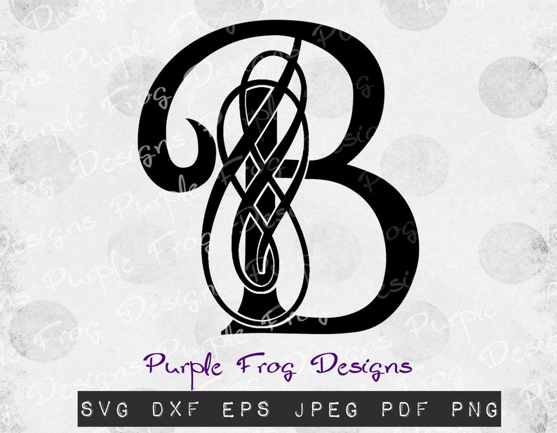 B monogram svg filigree monogram scroll monogram script | Etsy