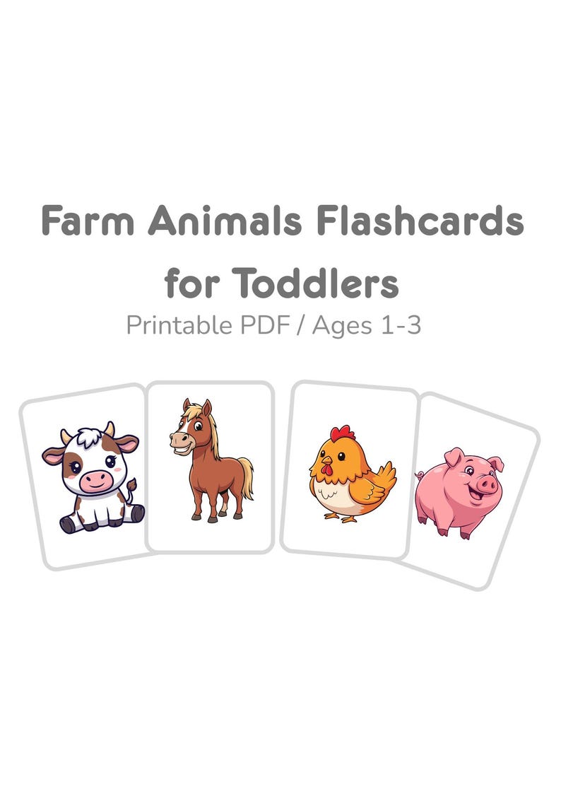 Farm Animals Flashcards | Printable Toddler Learning Cards | First ...