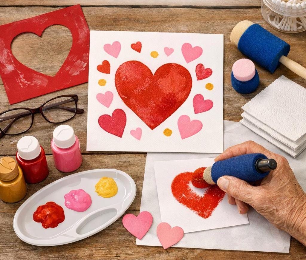 Heart Stencil Painting Activity | Seniors, Arthritis Friendly ...
