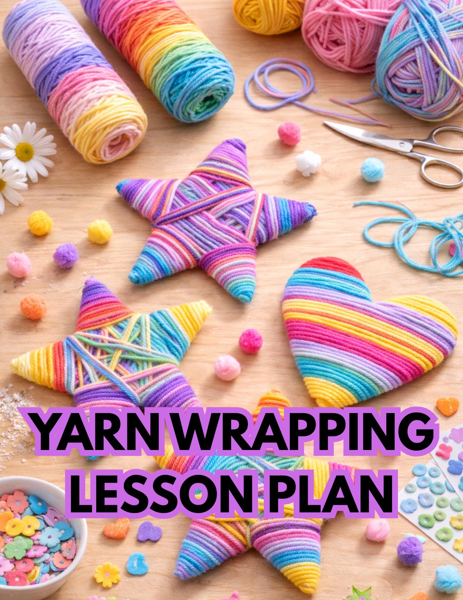 Yarn Wrapping Lesson Plan | Colorful DIY Craft (PDF Pattern) - Etsy