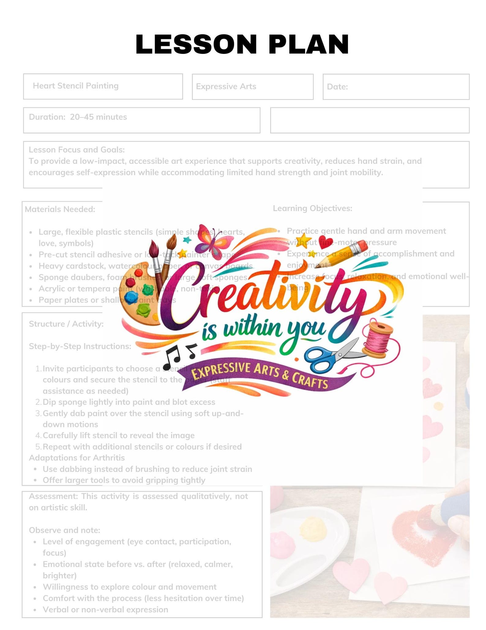 Heart Stencil Painting Activity | Seniors, Arthritis Friendly ...