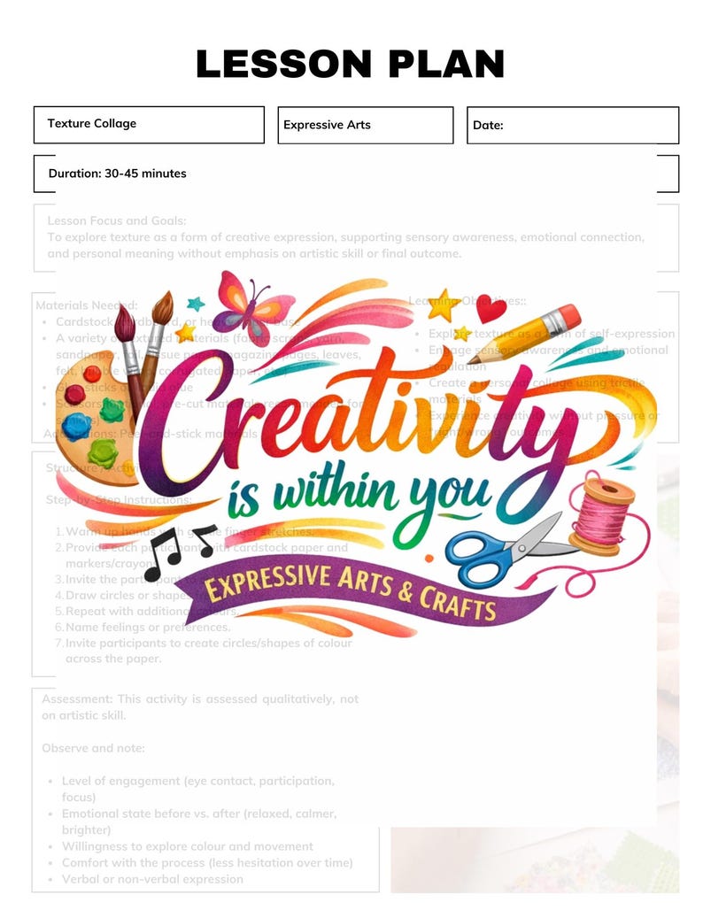 Sensory Texture Collage Lesson Plan – Expressive Art Activity for ...
