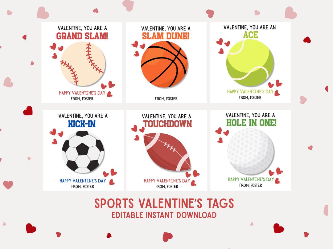 Printable Sports Valentine Card, Boys Valentines Tag, Soccer Football ...