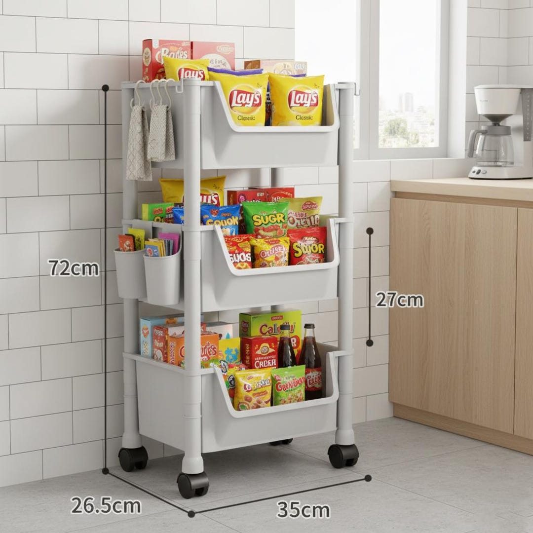Rolling Kids' Toy Cart: Mobile Storage Bookshelf and Reading Rack for ...