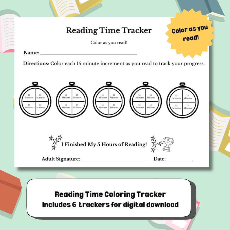 Kids Reading Log Printable | Fun Reading Challenge, 3-10 Hour Tracker ...