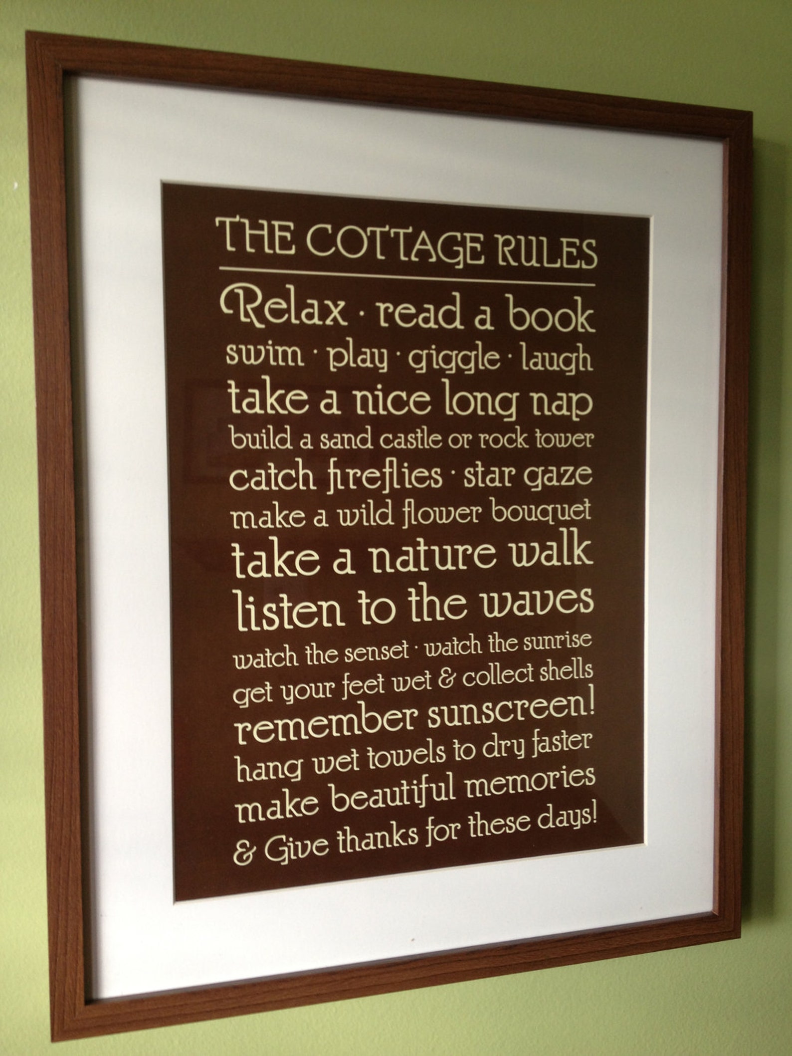 Beach House - Cottage - Rules - Subway Art - Etsy