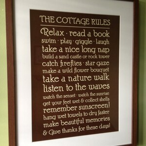 Beach House - Cottage - Rules - Subway Art - Etsy