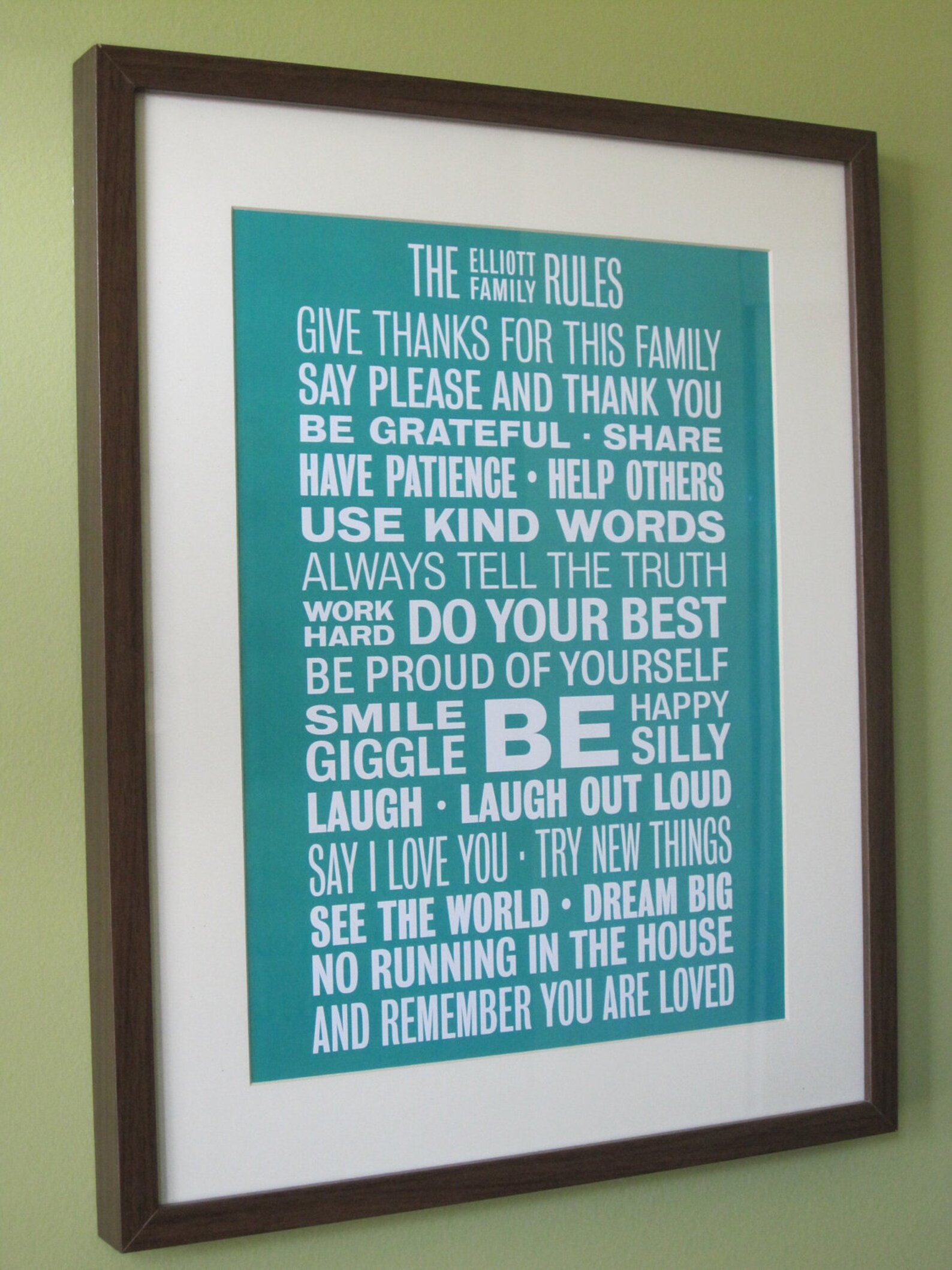 Family Rules - Bureau Grotesque Font -subway Art - Etsy