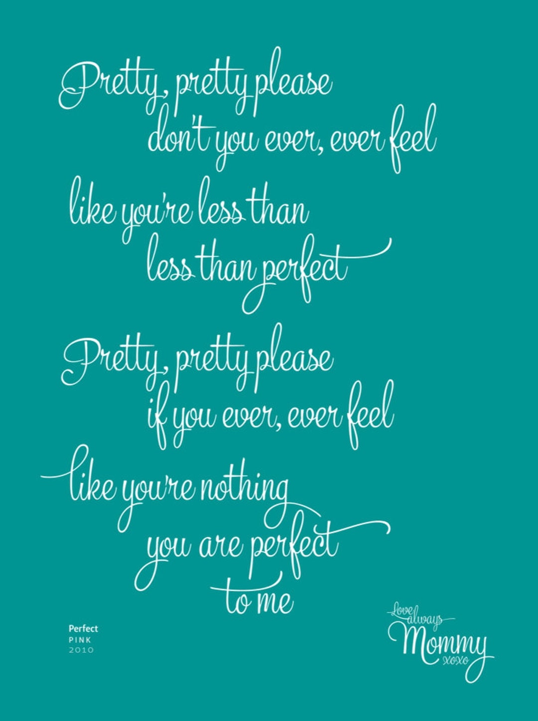 Pink - Perfect - Song Lyrics Print - Etsy