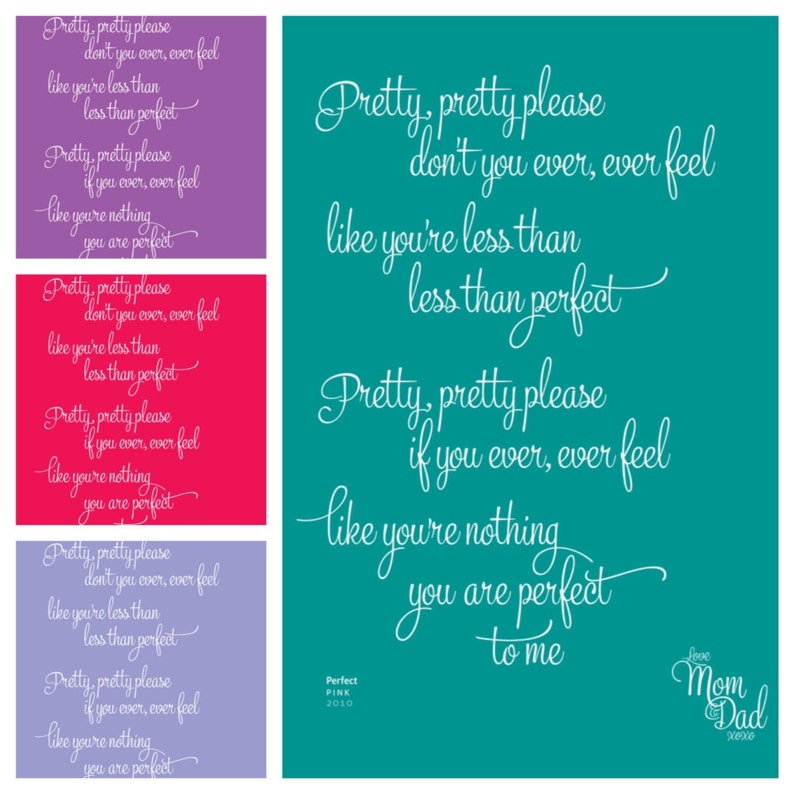 Pink - Perfect - Song Lyrics Print - Etsy