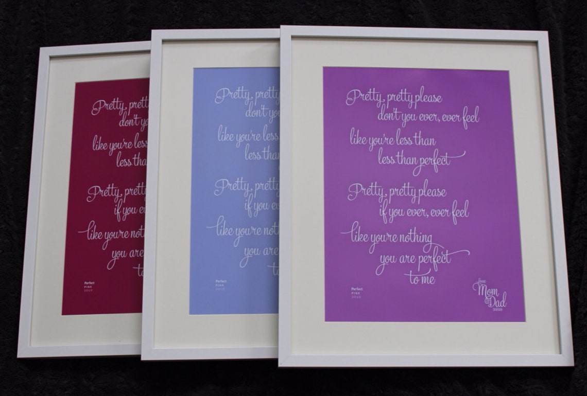 Pink - Perfect - Song Lyrics Print - Etsy